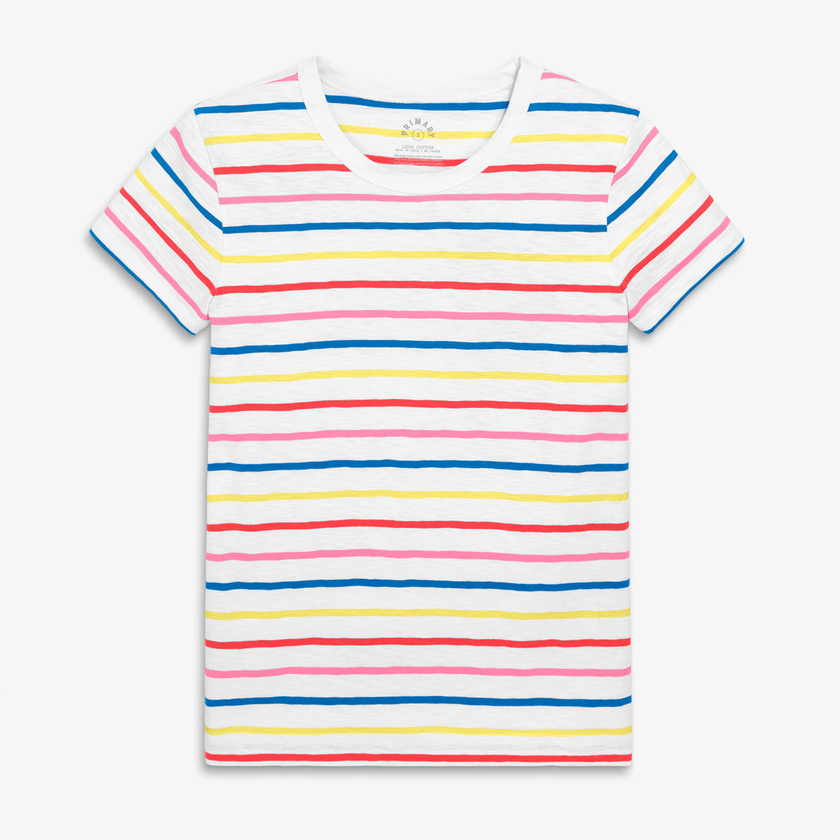 Clearance adult classic slub crewneck multi-stripe tee (women’s fit) | Primary.com