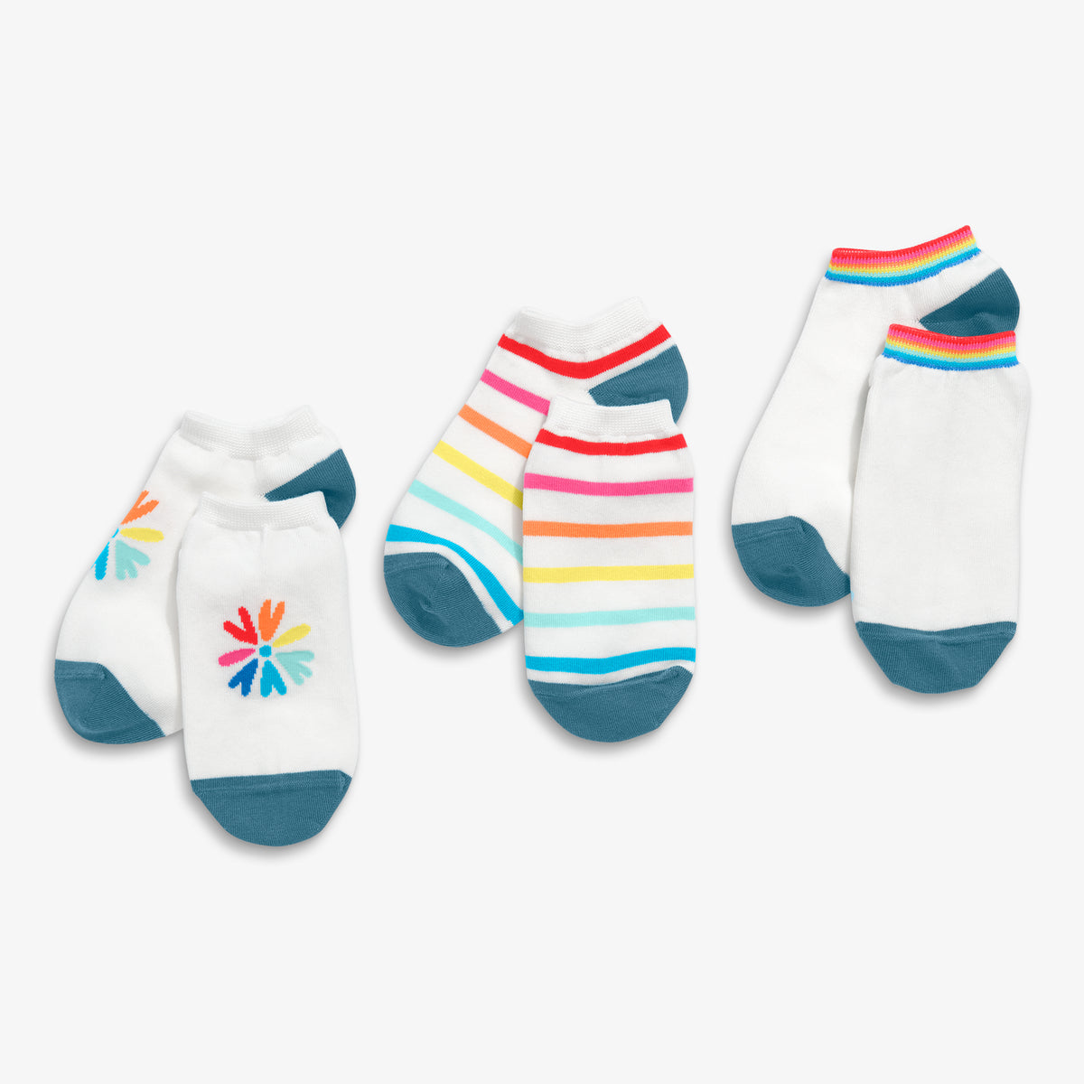 Clearance kids ankle sock 3-pack in bright blooms mix | Primary.com