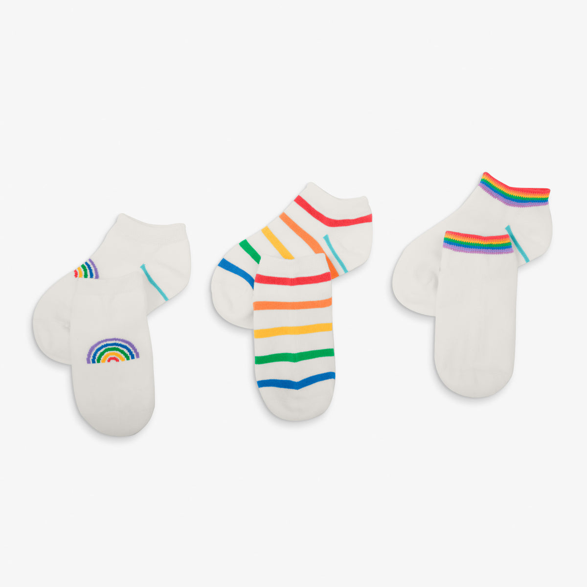 Kids ankle sock 3-pack in rainbow mix | Primary.com