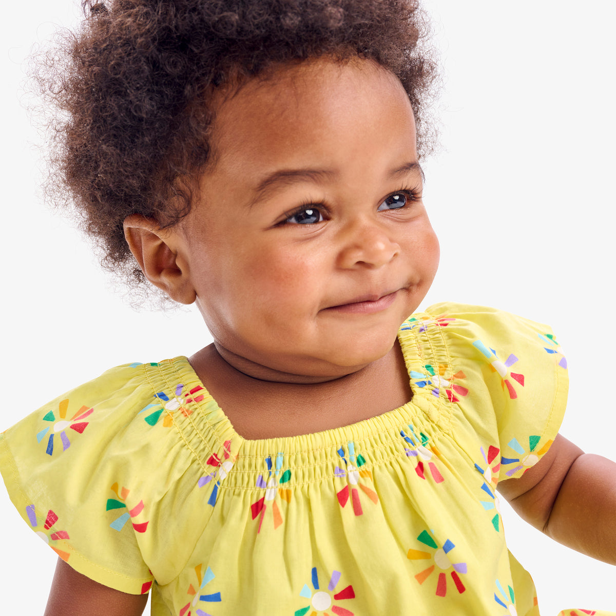 Baby picnic dress & bloomer set in rainbow cutout suns | Primary.com