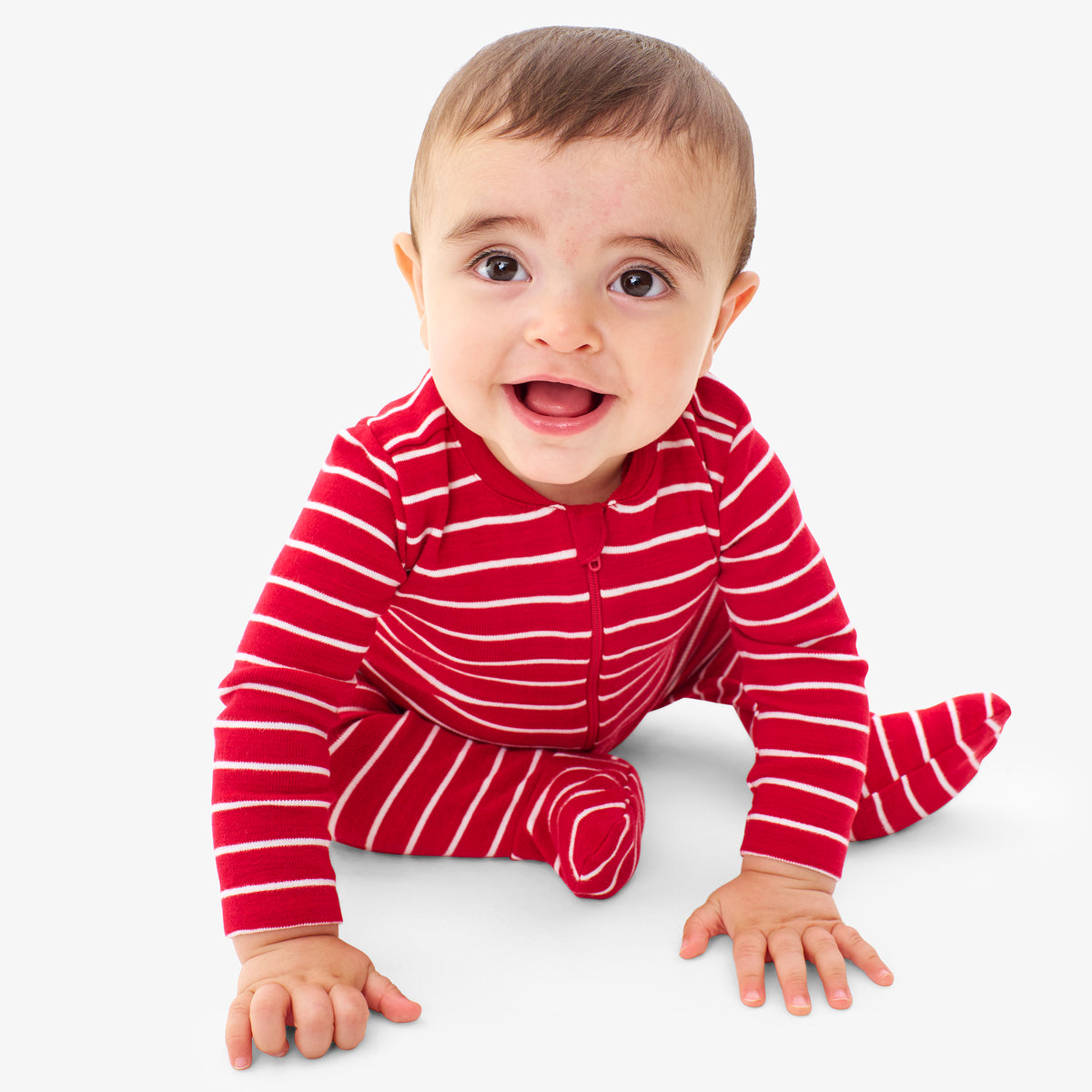 Baby organic zip footie in stripe | Primary.com