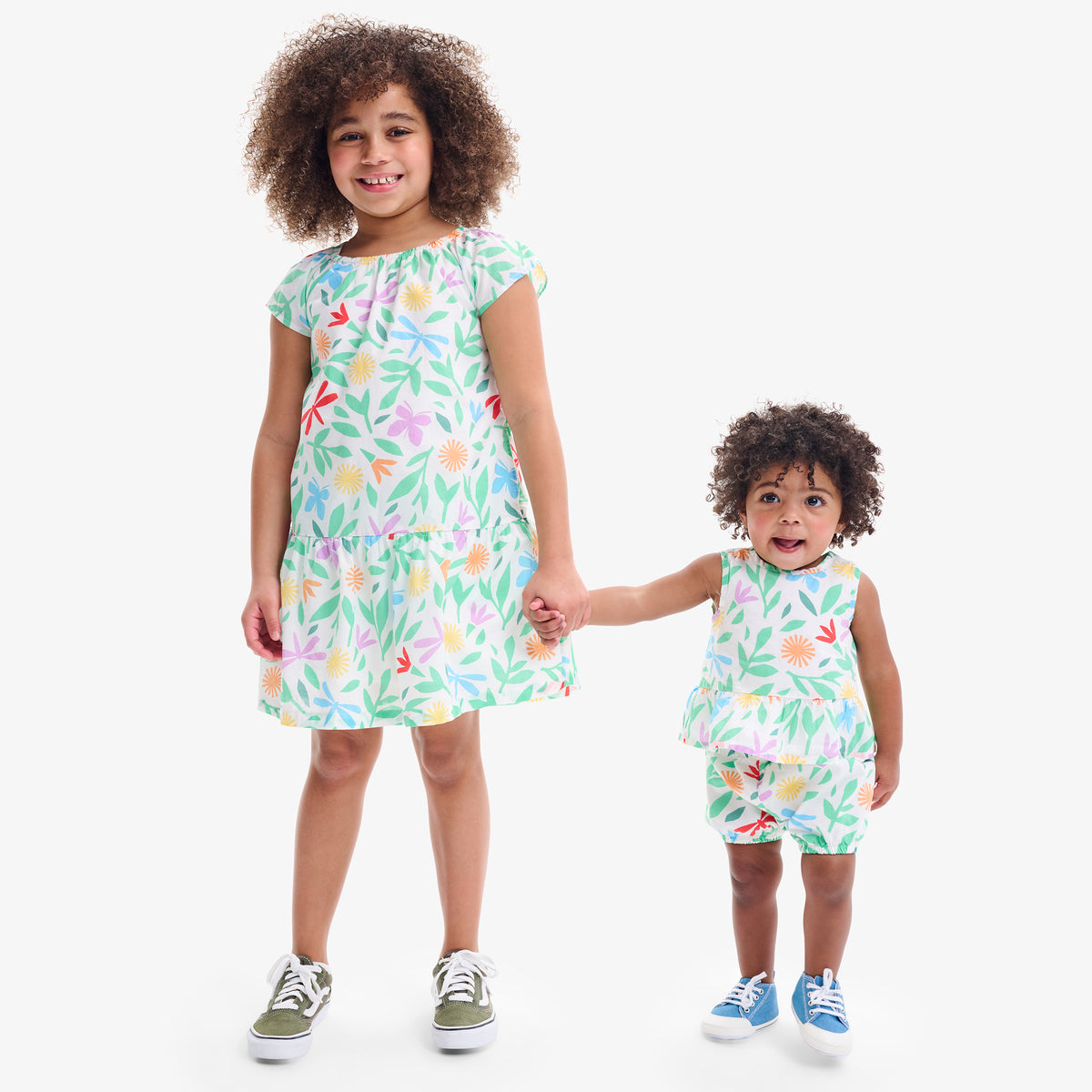 Baby woven tank & bubble short set in bright backyard | Primary.com