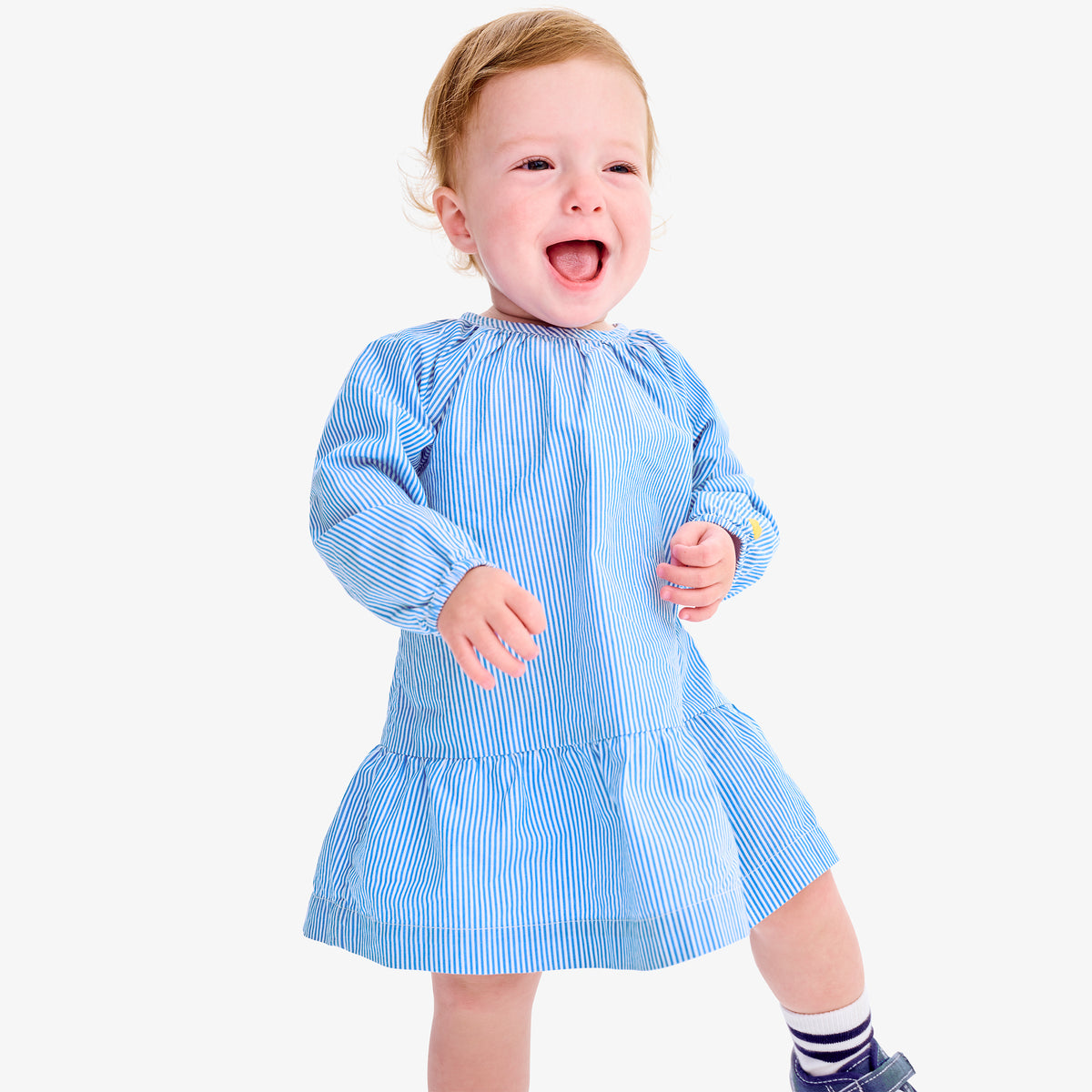 Baby popover dress in stripe | Primary.com