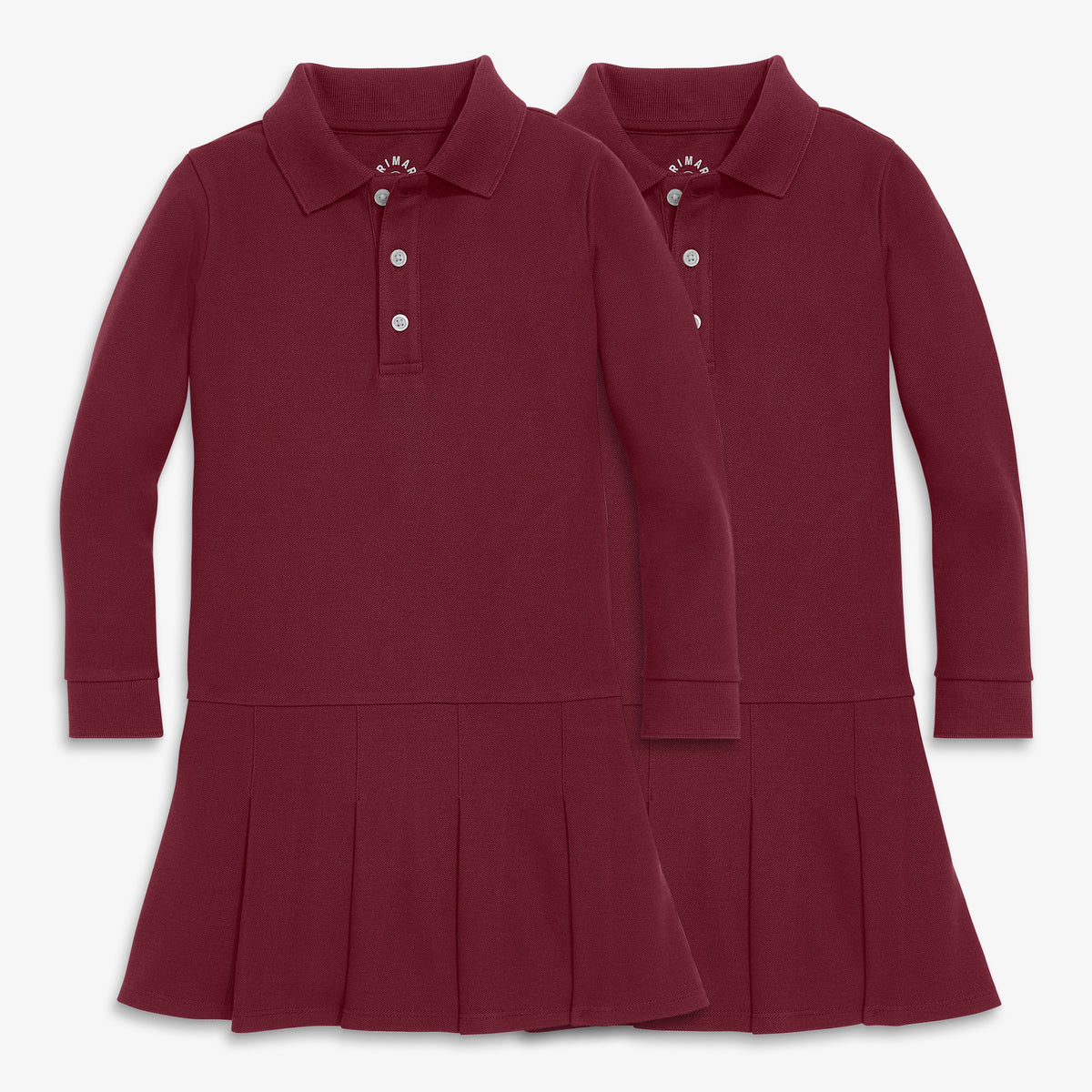 Kids long sleeve pique polo dress 2-pack | Primary.com