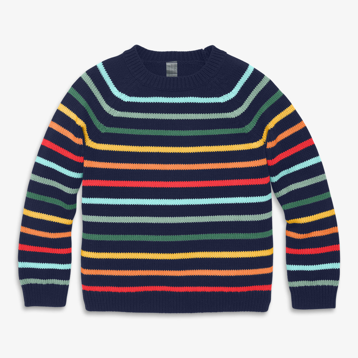 Kids crewneck sweater in rainbow stripe | Primary.com