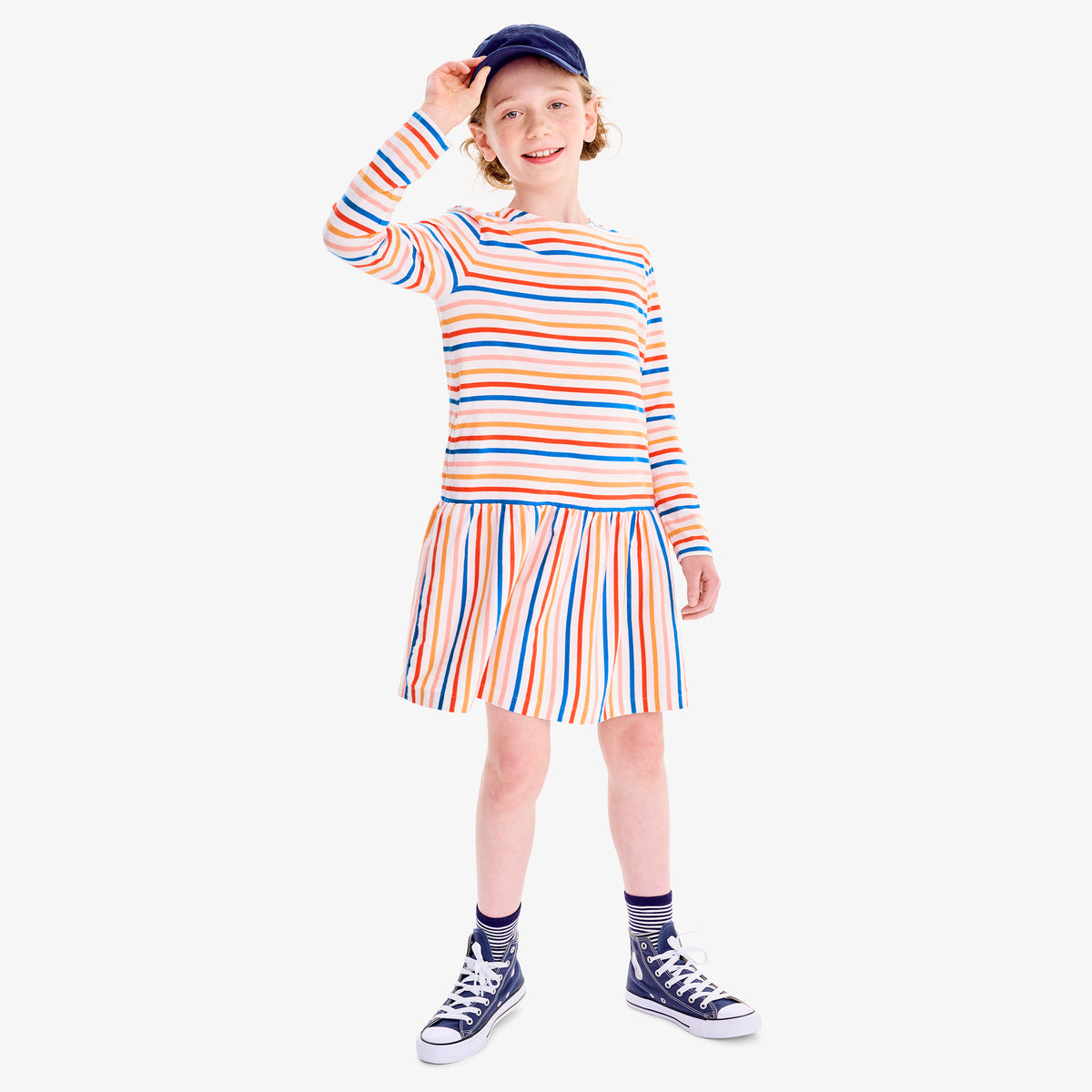 Kids explorer dress in multi-stripe | Primary.com