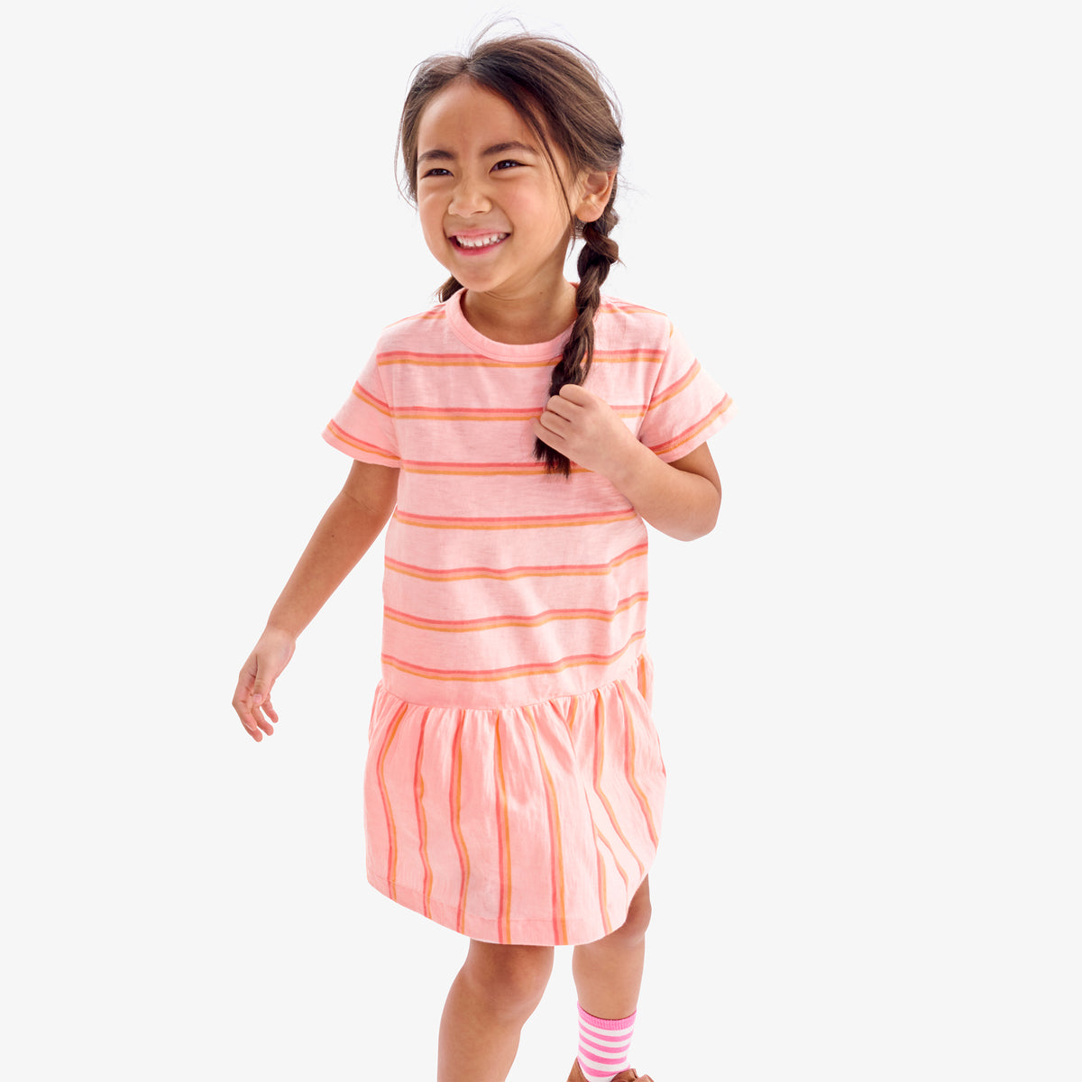 Clearance kids short sleeve explorer dress in stripe | Primary.com