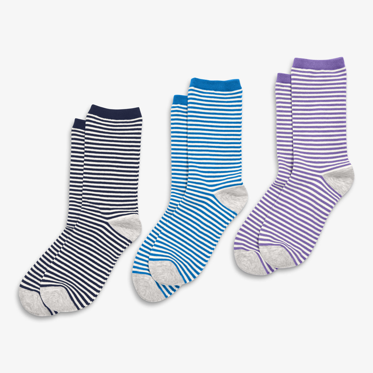 Adult crew sock 3-pack in stripe (unisex fit) | Primary.com