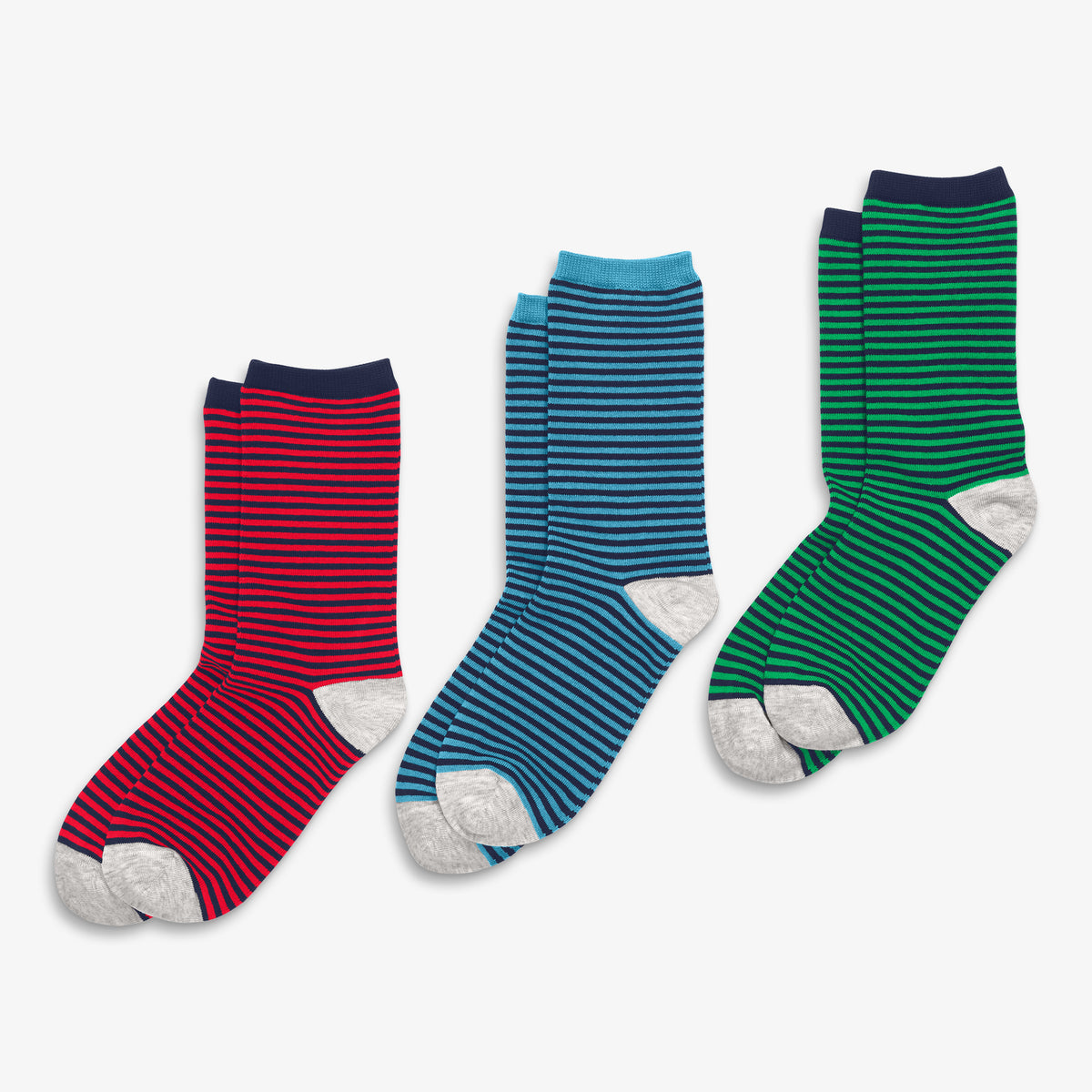 Adult crew sock 3-pack in stripe (unisex fit) | Primary.com