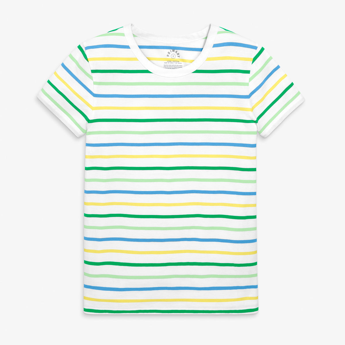 Adult classic crewneck multi-stripe tee (women’s fit) | Primary.com