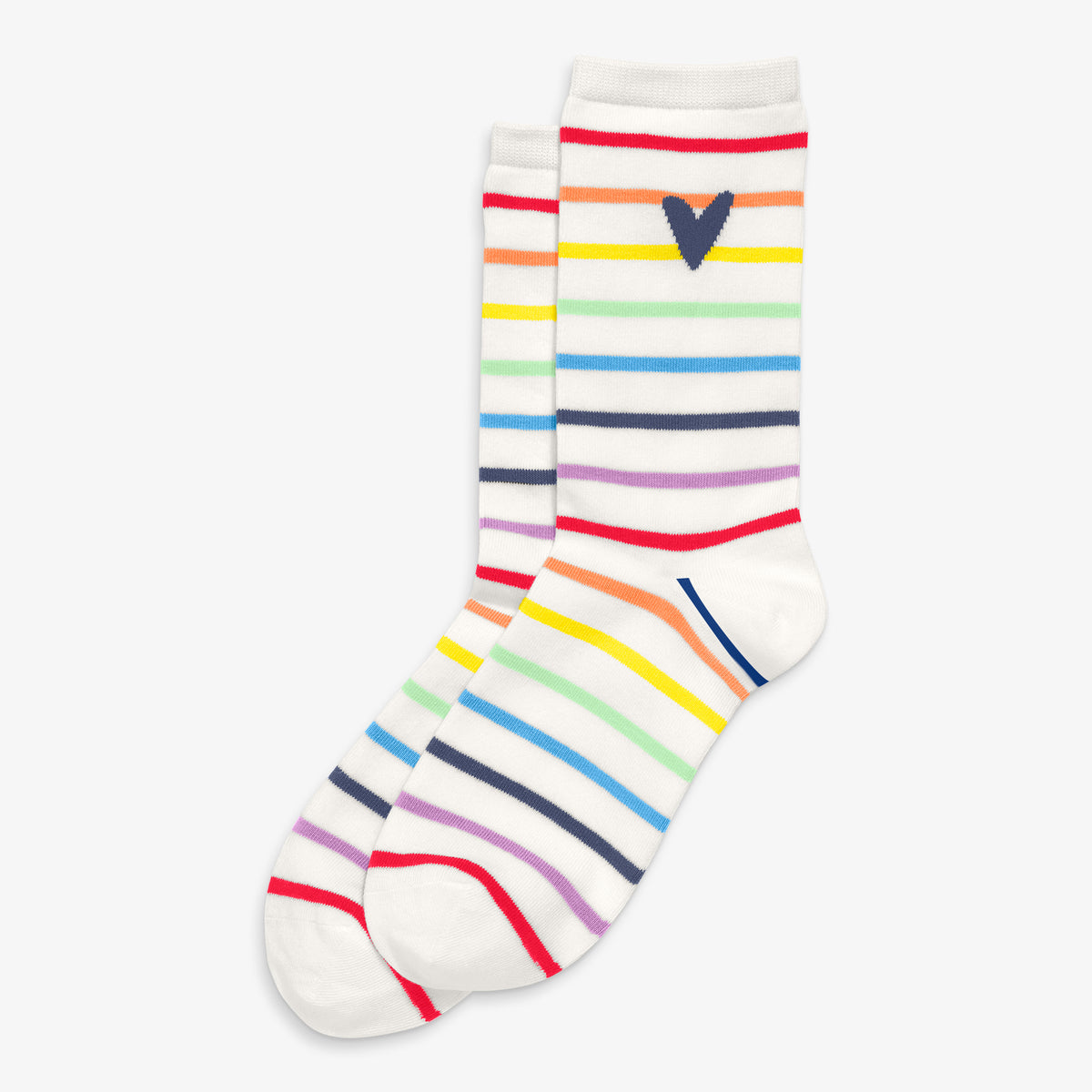Grown-ups crew socks in rainbow stripe heart (unisex fit) | Primary.com