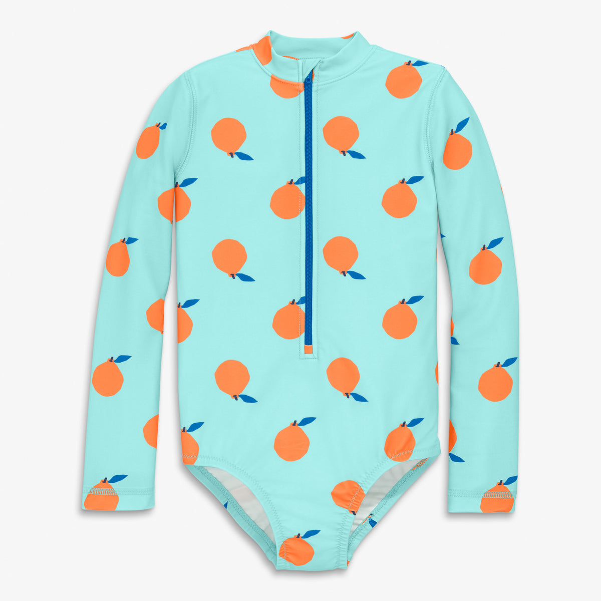 Kids long sleeve one-piece rash guard in citrus burst | Primary.com