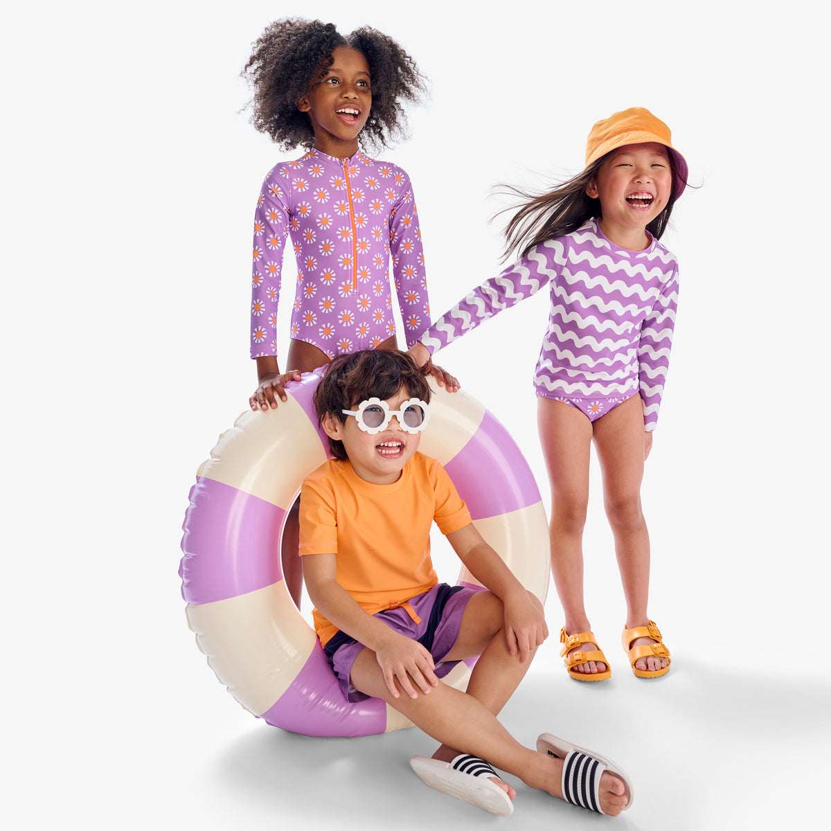 Kids long sleeve swim top in waves | Primary.com