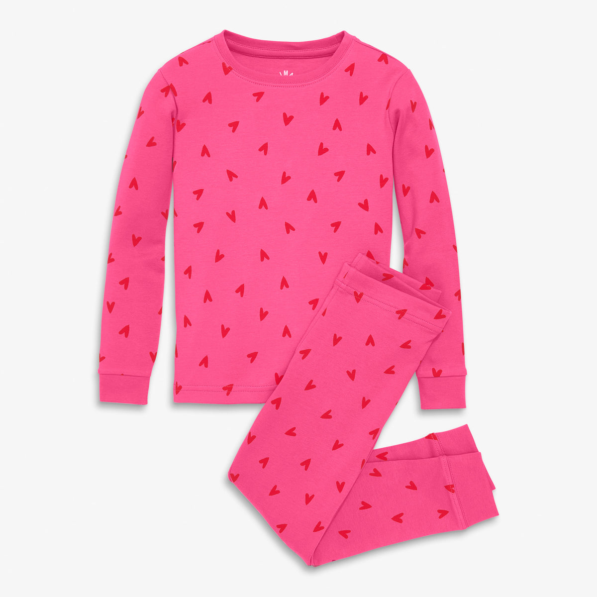 Kids organic long sleeve PJ set in lollipop hearts | Primary.com