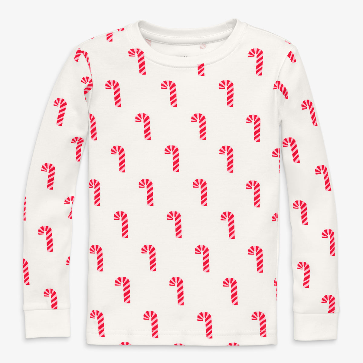 Kids organic long sleeve PJ top in candy canes | Primary.com