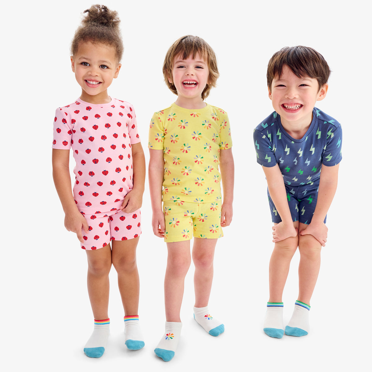Kids organic short sleeve pj top in bolts | Primary.com