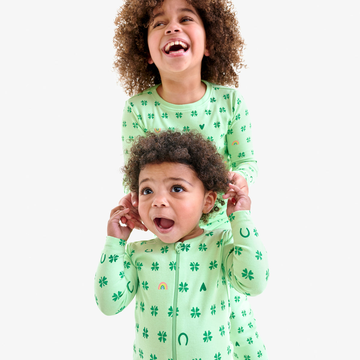 Baby organic zip footie in good luck charms | Primary.com