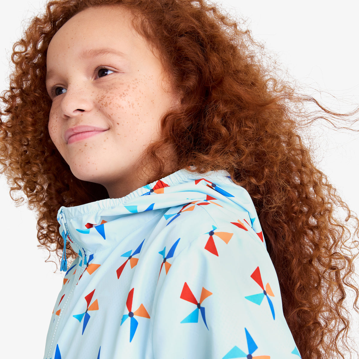 Kids packable windbreaker in pinwheels | Primary.com