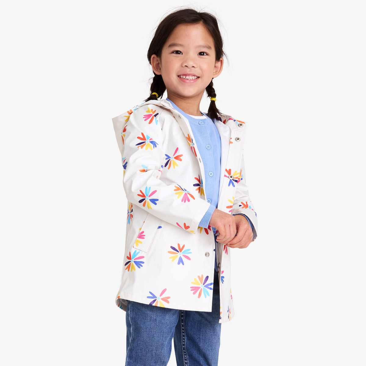 Kids raincoat in bright blooms | Primary.com