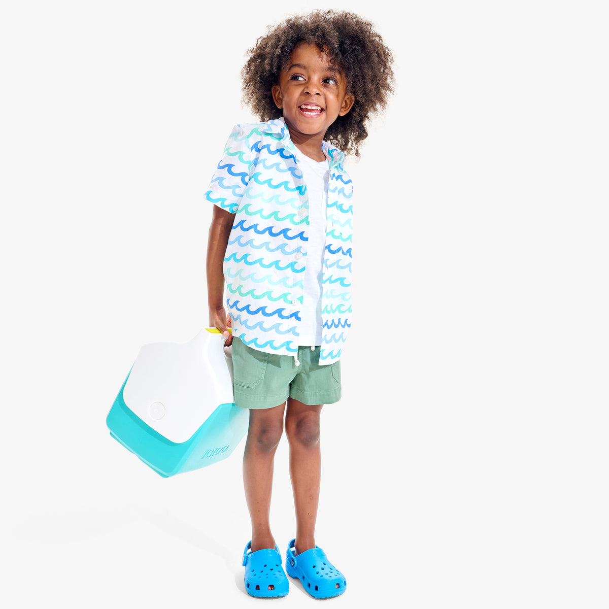 Kids short sleeve button down in sea | Primary.com