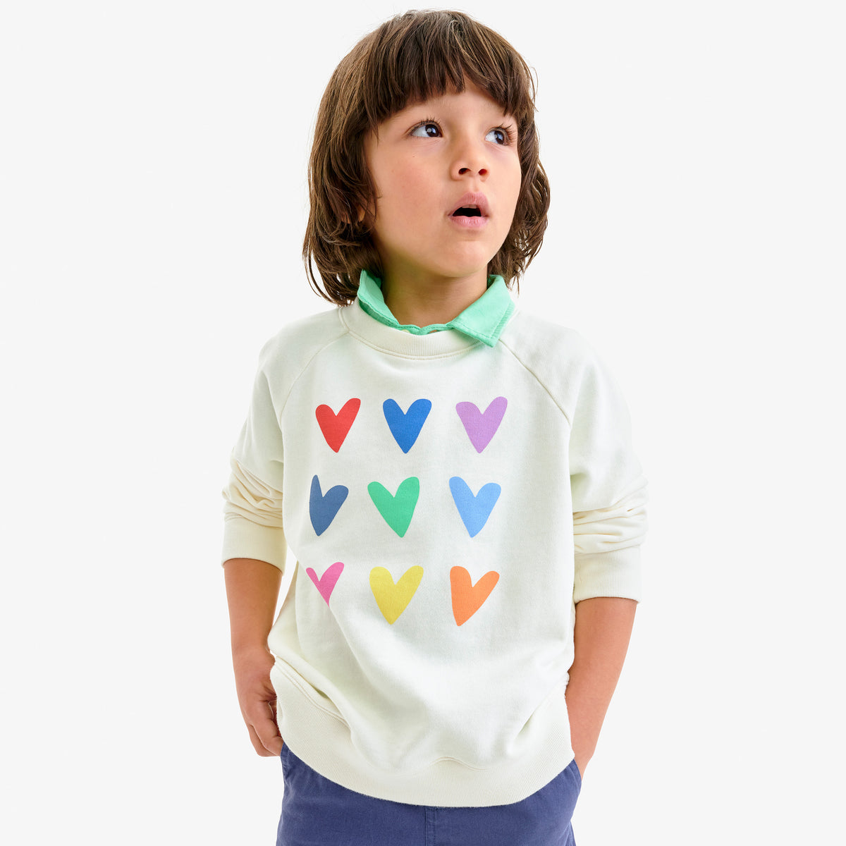 Kids rainbow heart sweatshirt | Primary.com