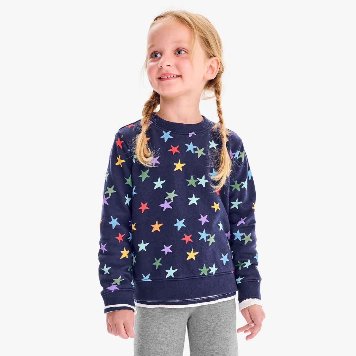 Kids sweatshirt in rainbow confetti stars | Primary.com