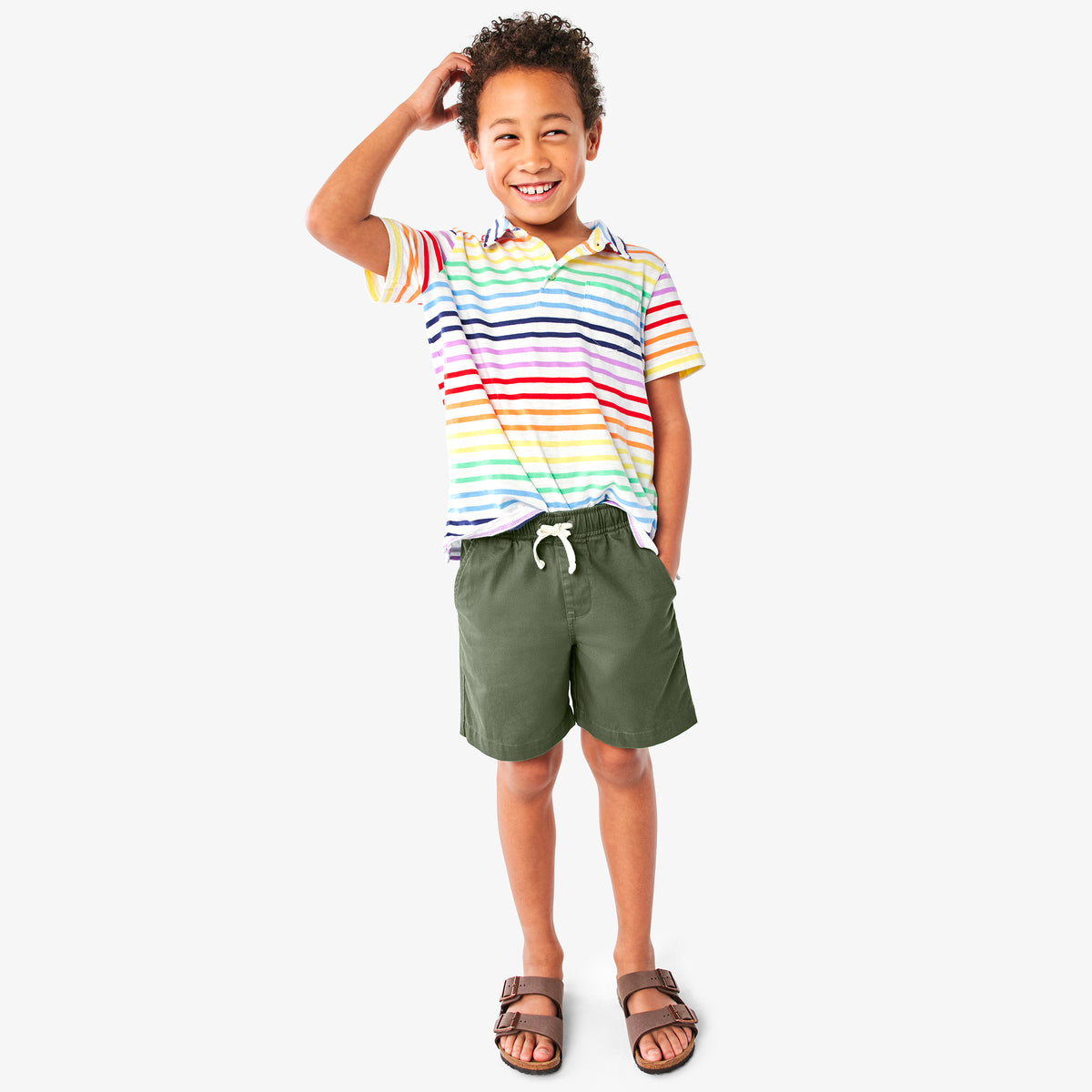 Kids stretch chino drawstring short | Primary.com