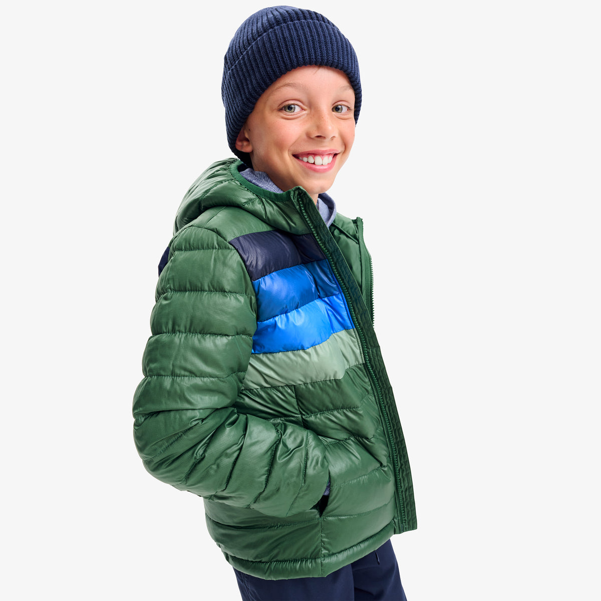 Kids stripe lightweight puffer jacket | Primary.com