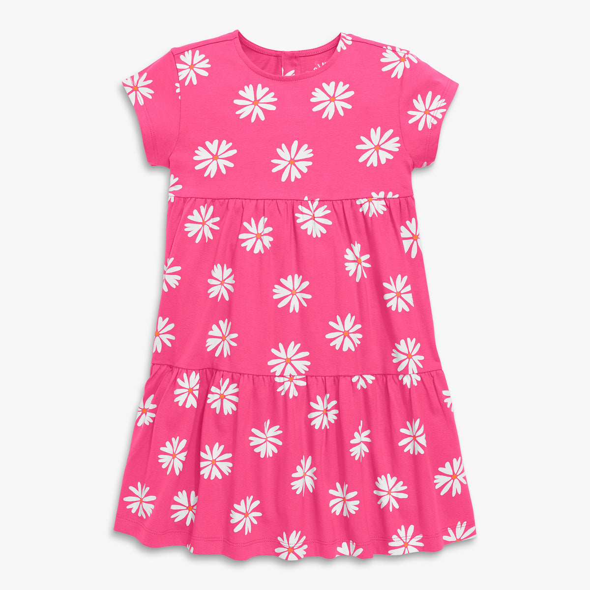 Kids tiered t-shirt dress in blooms | Primary.com