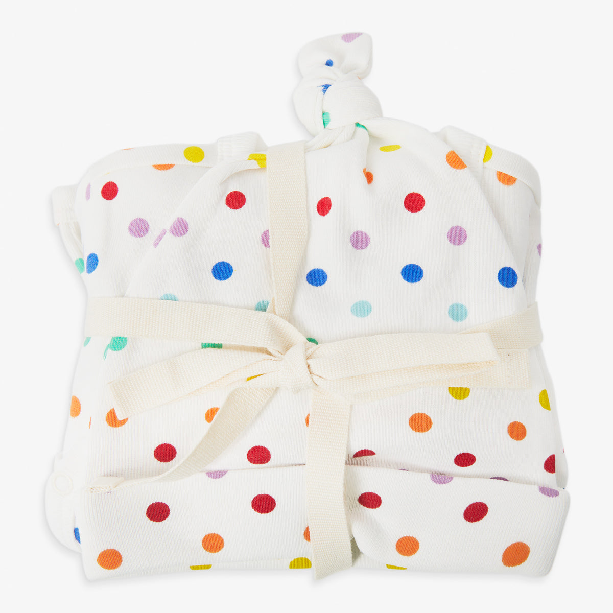 Baby three-piece gift set in mini rainbow dot | Primary.com