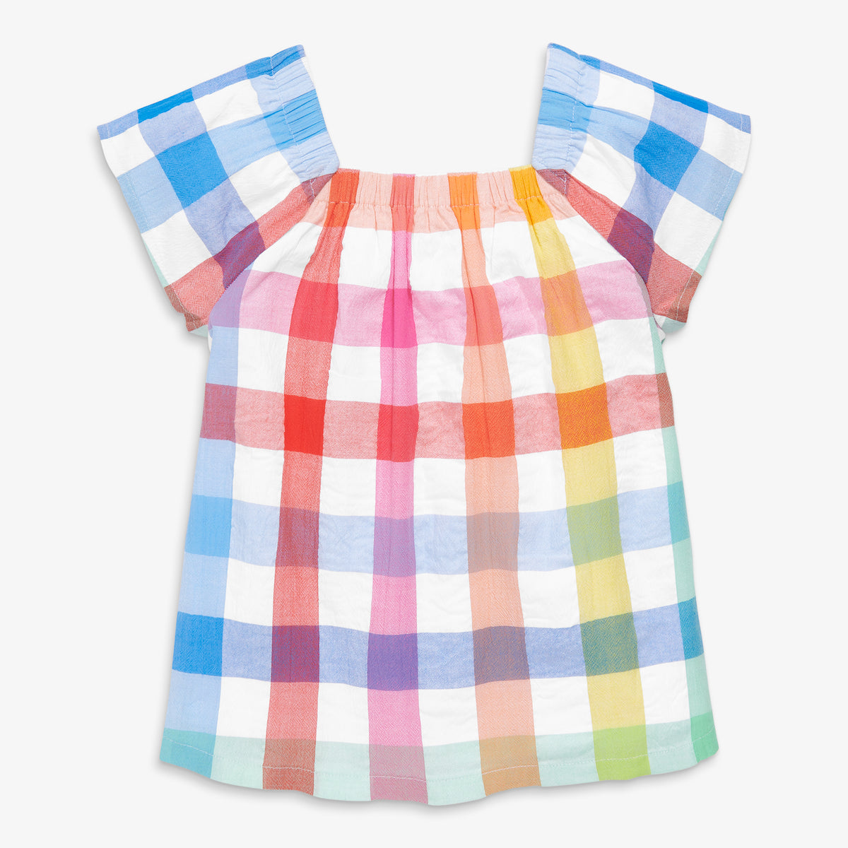 Clearance kids picnic top in rainbow gingham | Primary.com
