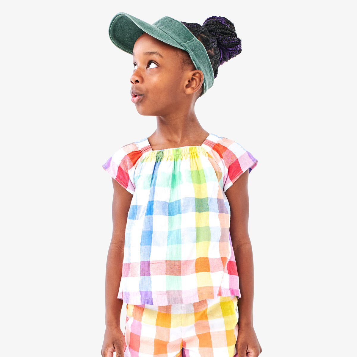 Clearance kids picnic top in rainbow gingham | Primary.com