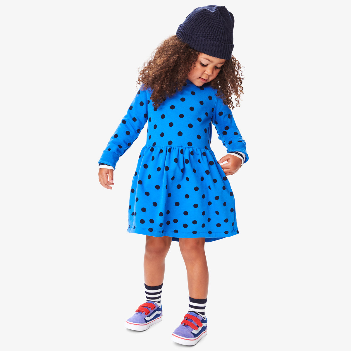 Clearance kids cozy pocket dress in dot | Primary.com