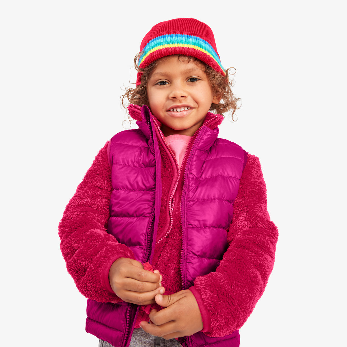 Kids knit hat in rainbow stripe | Primary.com