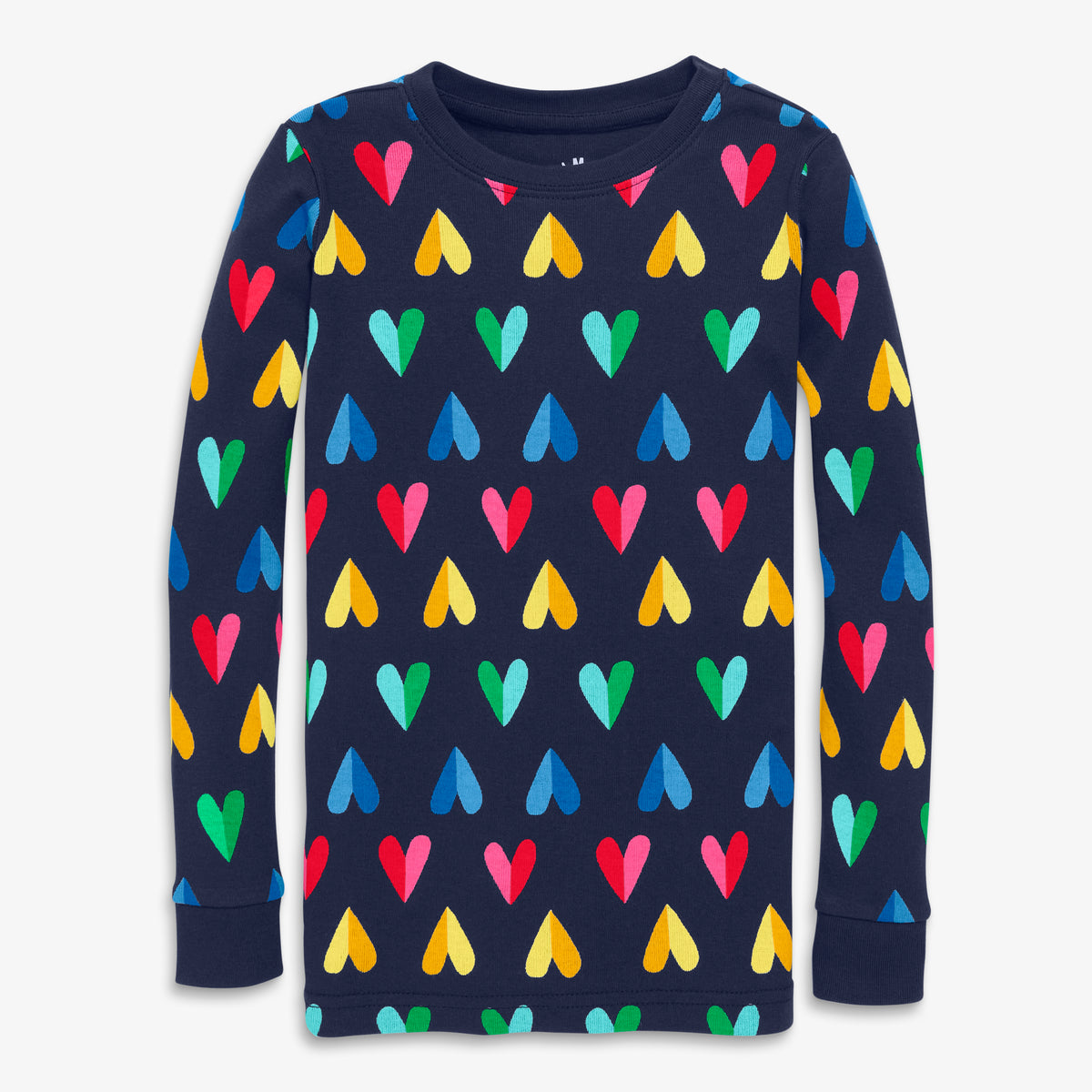 Kids organic pj top in rainbow paper heart | Primary.com