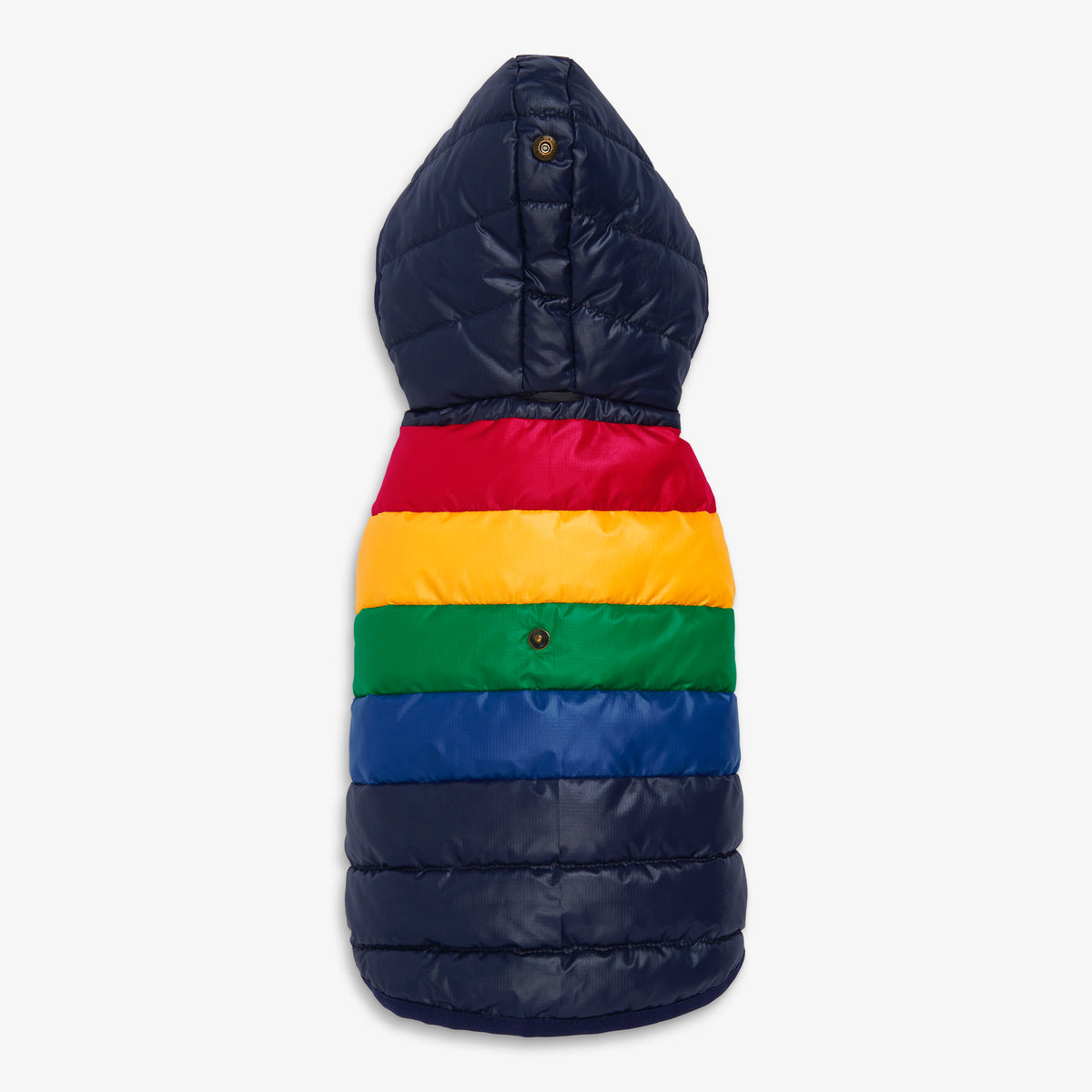 Pet puffer jacket in rainbow stripe | Primary.com