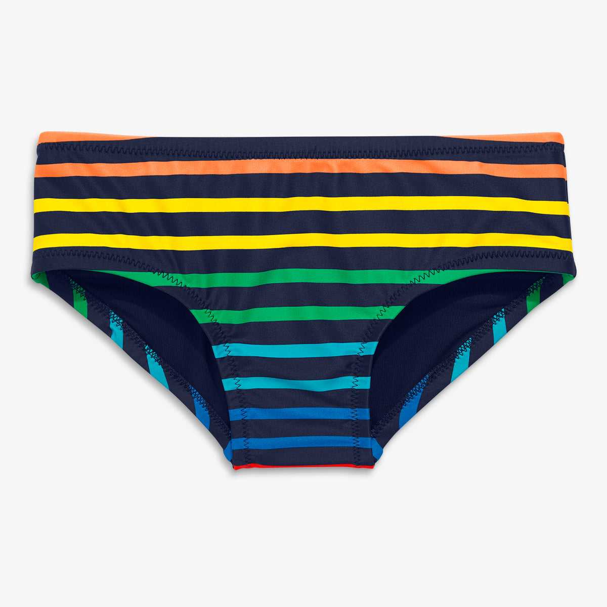 Kids swim bikini bottom in double rainbow stripe | Primary.com