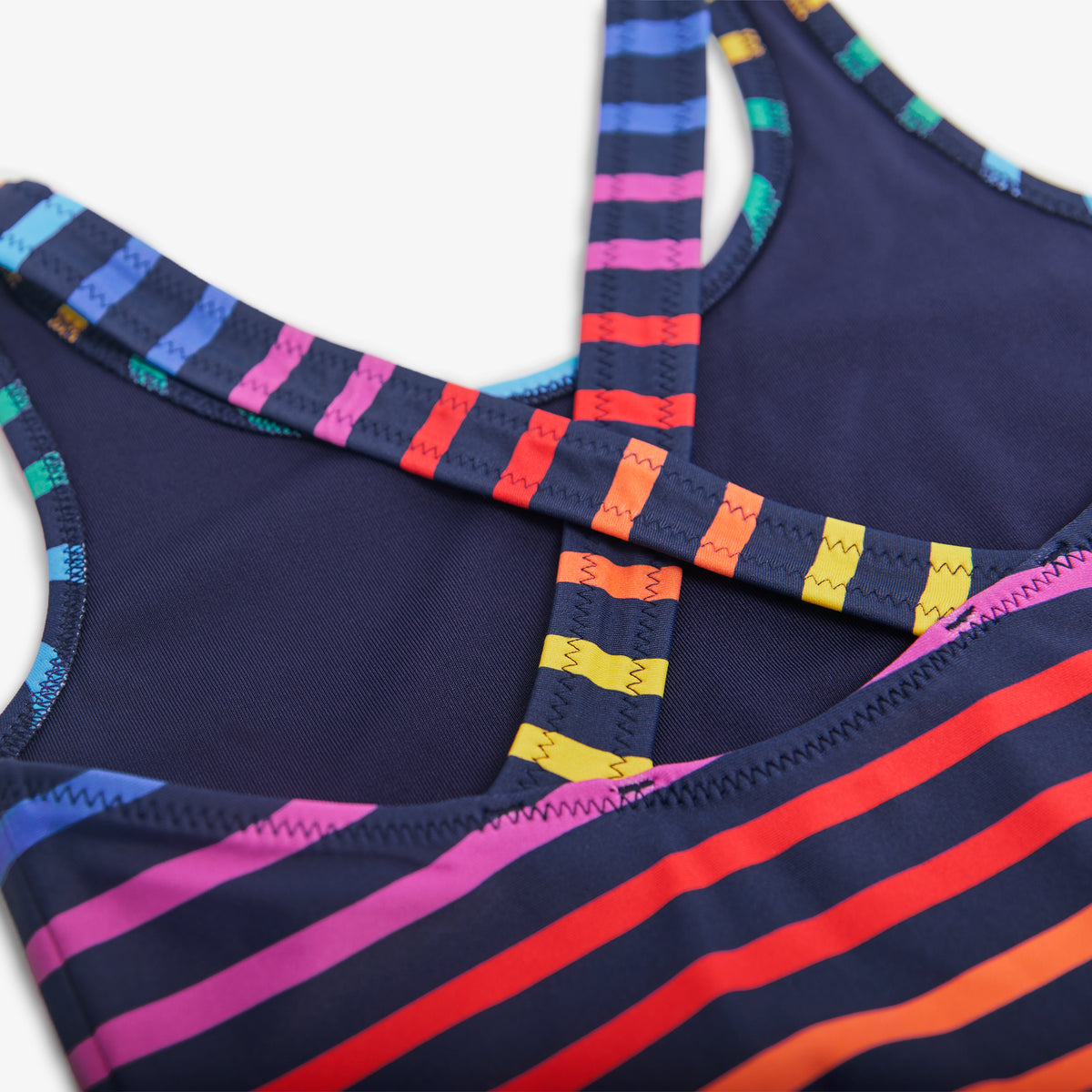 Kids swim top in double rainbow stripe | Primary.com