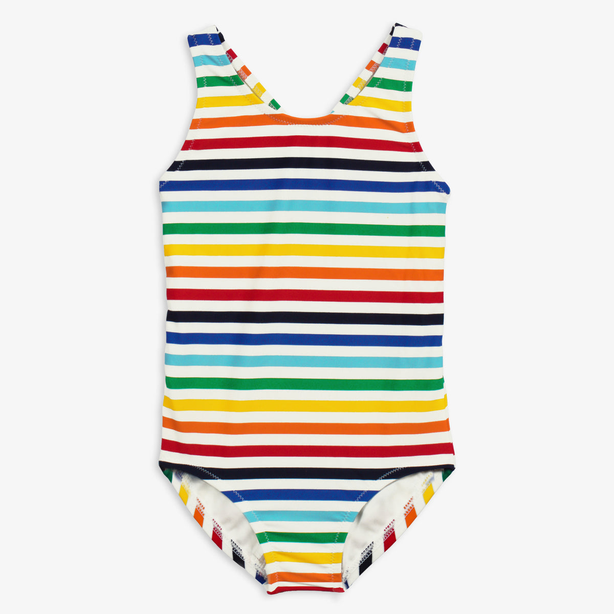 Kids tank swimsuit in rainbow stripe | Primary.com